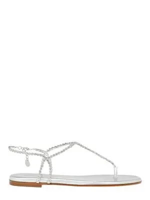GIANVITO ROSSI Eternity Embellished Leather Thong Sandals - Silver