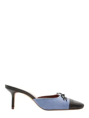 Staud Faye Leather Mules - Blue