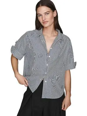 Maeve Mabel 100% Cotton Boxy Oxford Shirt - Eclipse