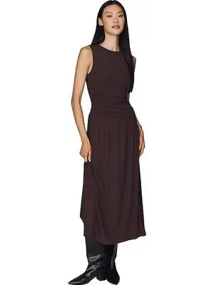 Paige Bonita Midi Dress With Gathered Waist - Brown