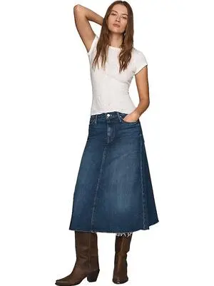 MOTHER The Circle Denim Midi Skirt - Buckaroo