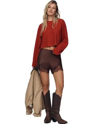 PILCRO Pilcro Cotton Long-Sleeve Top Red