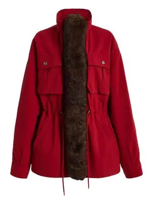 Prada Shearling-trimmed Nylon Jacket - Red