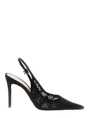 GIANVITO ROSSI Gianvito Rossi Slingback Décolleté With Floral Lace Upper Black
