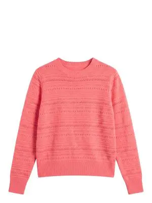 BRODIE CASHMERE Textured Cashmere Crew Neck Pullover - Pink