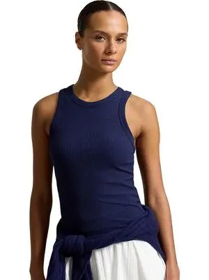 Ralph Lauren Ribbed Cutaway Tank Top - Refined Navy