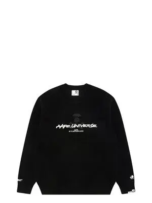 AAPE BY *A BATHING APE Moonface Intarsia Embroidered Sweatshirt - Black