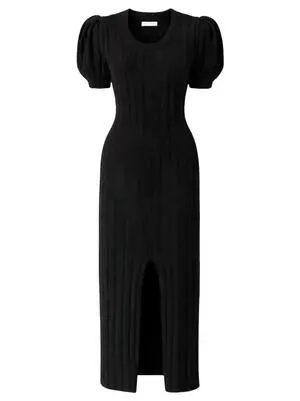 VIOLANTE NESSI Violante Nessi Ribbed Puff-Sleeve Midi Dress