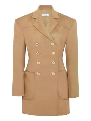 VIOLANTE NESSI Double-breasted Padded-shoulder Coat - Neutrals