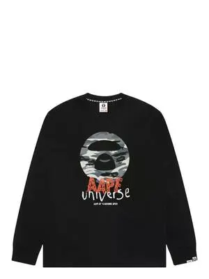 AAPE BY *A BATHING APE Aapeunvs Moonface-print Long-sleeve T-shirt - Black