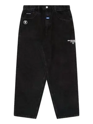 AAPE BY *A BATHING APE Moonface Patch Relaxed Jeans - Black