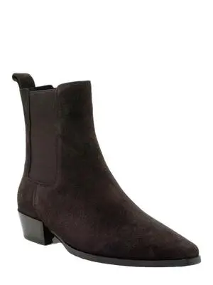 STRATEGIA SHOES Suede Finish Pointed-toe Block Heel Boots - Brown