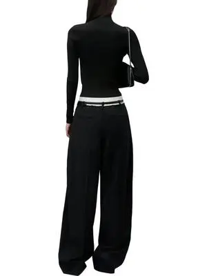 Alexander Wang Ribbed Turtleneck With Jacquard Logo - Black