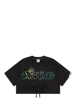 AAPE BY *A BATHING APE Moonface Gradient Cropped T-shirt - Grey