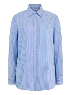 Balenciaga Striped Poplin Shirt In /navy - Blue