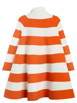 A.W.A.K.E. Mode Striped Asymmetric Collar Mini Dress - Red