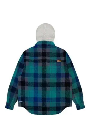 AAPE BY *A BATHING APE Moonface Check-panelled Hooded Shirt Jacket - Blue