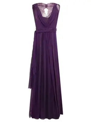 ALBERTA FERRETTI Alberta Ferretti Silk Maxi Dress With Lace Trim
