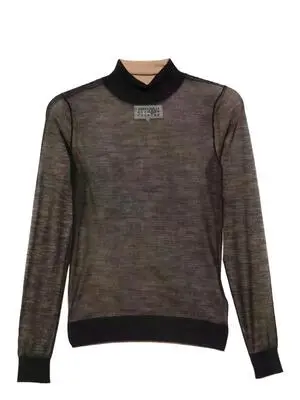 MAISON MARGIELA Sheer Knit High Neck Sweater - Black