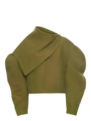 A.W.A.K.E. MODE A.W.A.K.E. Mode Draped-Collar Puff-Sleeve Top