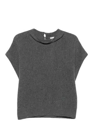 Brunello Cucinelli Brunello Cucinelli Ribbed Knit Sleeveless Sweater Grey