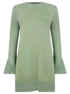 Alberta Ferretti Bell-sleeve Knitted Mini Dress - Green