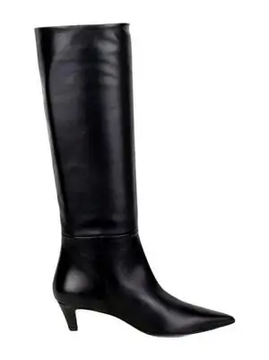 CHANTAL Pointed-toe Kitten-heel Knee-length Boots - Black