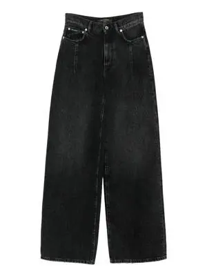 Dolce & Gabbana Logo Plaque Wide-leg Jeans - Black