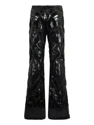 Alberta Ferretti Embellished Wide Leg Palazzo Pants - Black