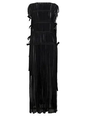ALBERTA FERRETTI Alberta Ferretti Black Silk Bow Detail Maxi Dress