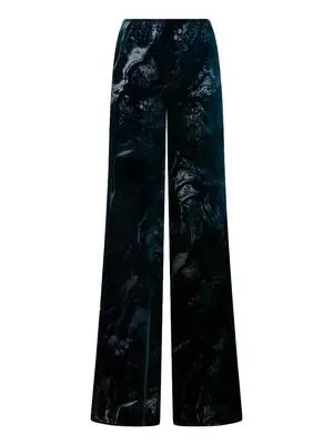 Alberta Ferretti Abstract Print Palazzo Pants - Blue