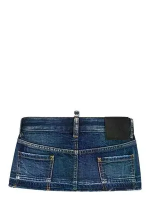 Dsquared2 Distressed Denim Mini Skirt With Raw-cut Hem - Blue