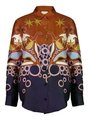 PAULA Printed Silk Shirt - Brown