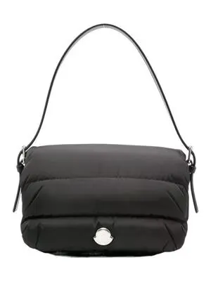 Moncler Quilted Logo Plaque Shoulder Bag - Black