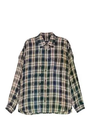 JUUN.J Distressed Check-pattern Shirt - Blue