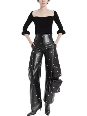 A.W.A.K.E. Mode Ribbed Doughnut-sleeve Top - Black