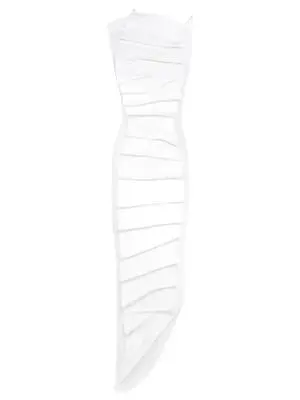A.W.A.K.E. Mode Pleated Bib-front Midi Dress - White