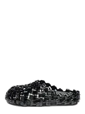 A.W.A.K.E. Mode Woven Leather Mules - Black