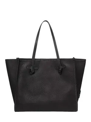 MARCELLA CLUB Large Knotted Leather Tote Bag - Black