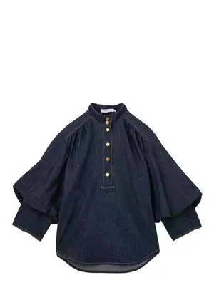 Zimmermann Billow Denim Blouse - Blue
