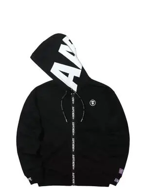 AAPE BY *A BATHING APE Logo-patch Zip-up Hoodie - Black