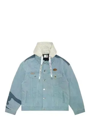 AAPE BY *A BATHING APE Moonface Logo Hooded Denim Jacket - Blue