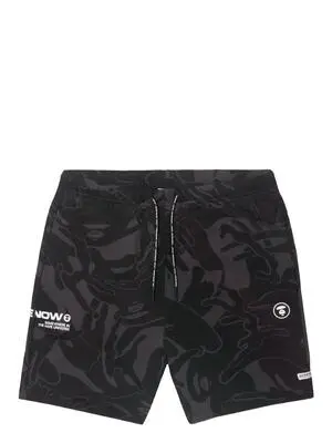 AAPE BY *A BATHING APE Moonface Camouflage Print Shorts - Black