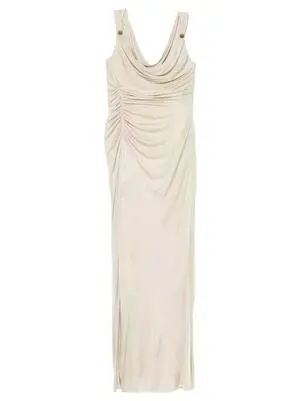 VERSACE Versace Ruched Maxi Dress With Cowl Neck And Side Slit