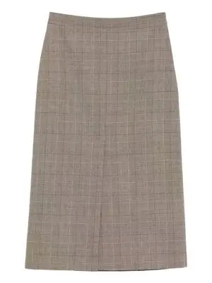 TWINSET Check Pattern Midi Pencil Skirt - Neutrals