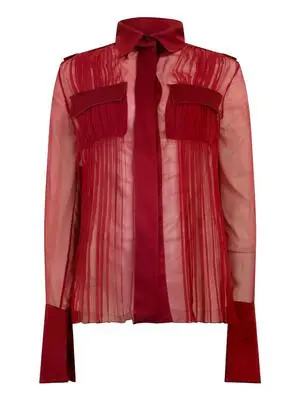 Alberta Ferretti Sheer Pleated Blouse - Red