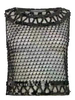 Alberta Ferretti Sequin Embellished Sleeveless Top - Black