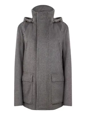 Herno Hooded Cashmere Coat - Grey