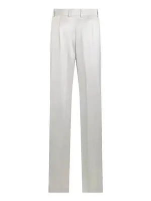 Alberta Ferretti Alberta Ferretti High-Waisted Tailored Silk Trousers Neutrals