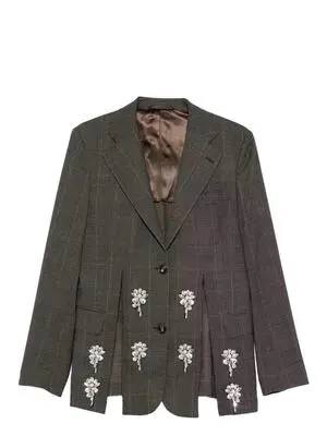 Simone Rocha Embellished Prince Of Wales Check Blazer - Grey